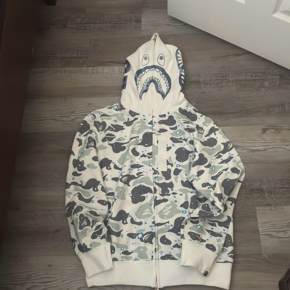 Bape | Sweaters | Bape Space Camo Shark Full Zip Hoodie White | Poshmark
